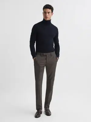 REISS Caine Merino Wool Roll-neck Jumper - Navy