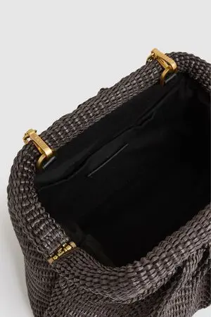 REISS Gia Raffia-effect Clutch Bag