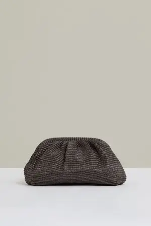REISS Gia Raffia-effect Clutch Bag