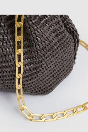 REISS Gia Raffia-effect Clutch Bag