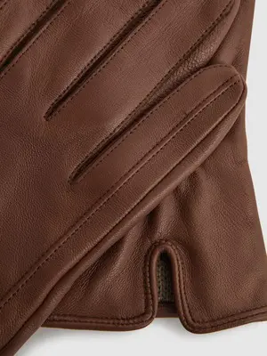 REISS Giselle Leather Gloves - Tan