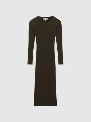 REISS Ashley Ribbed Bodycon Midi Dress
