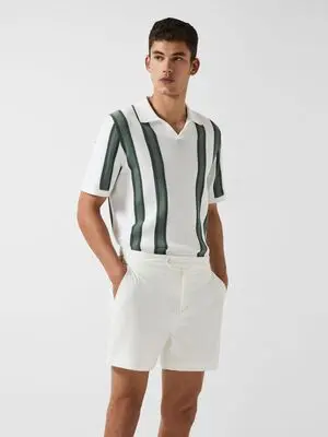 REISS Che| Che Ricco Open Collar Striped Polo T-shirt