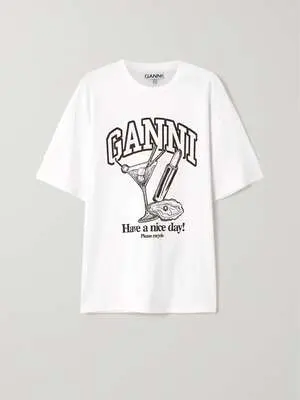 Ganni Net Sustain Printed Organic Recycled Cotton-Jersey T-Shirt