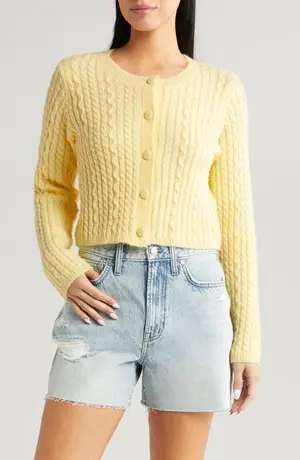 ALL IN FAVOR Crop Cable Cardigan