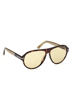 TOM FORD Quincy 59mm Aviator Sunglasses - Havana / Eco / Khaki