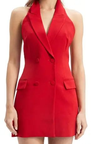 Bardot Freya Sleeveless Blazer Halter Minidress