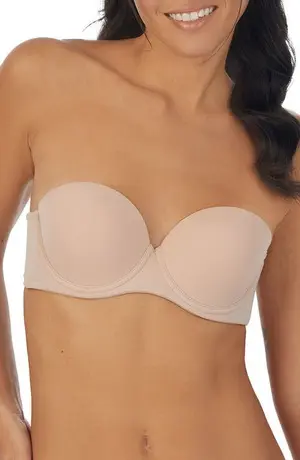 ON GOSSAMER Sleek Micro Underwire Strapless Plunge Bra - Champagne