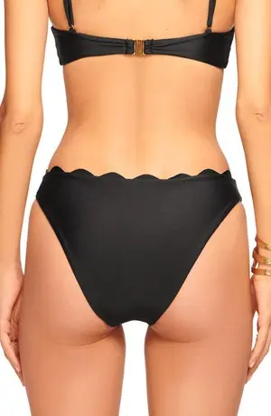 Ramy Brook Amani Scalloped Bikini Bottoms - Black