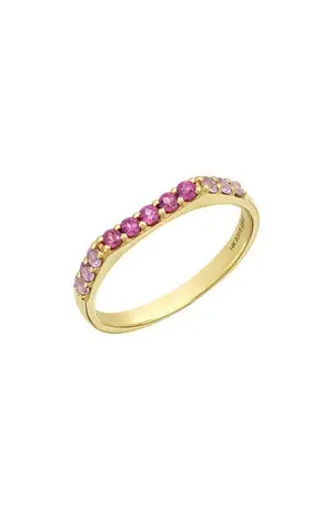 Bony Levy 14k Gold Gemstone Stacked Ring - Pink Rhodolite Amethyst