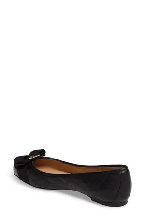 FERRAGAMO Salvatore Varina Quilted Ballerina Flats - Nero