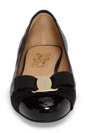 FERRAGAMO Salvatore Varina Quilted Ballerina Flats - Nero