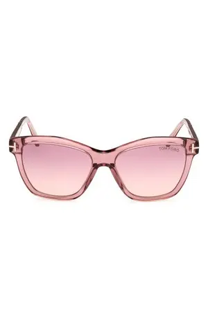TOM FORD Lucia 54mm Square Sunglasses - Pink Brown/t Logo