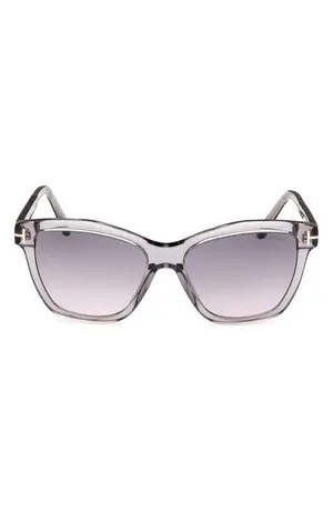 TOM FORD Lucia 54mm Square Sunglasses - Shiny Grey Black/smoke