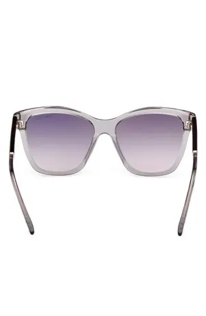 TOM FORD Lucia 54mm Square Sunglasses - Shiny Grey Black/smoke