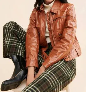 Free People Josie Jacket Cognac Vegan - Brown