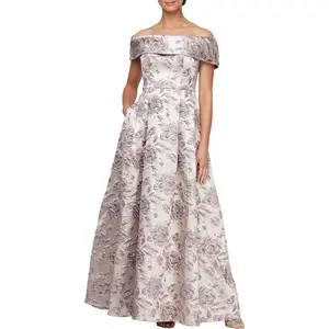 Floral Metallic Jacquard Gowns