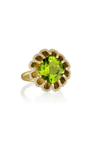 MINDI MOND Floating Peridot & Diamond Ring - 18k Yellow Gold