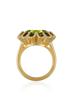 MINDI MOND Floating Peridot & Diamond Ring - 18k Yellow Gold