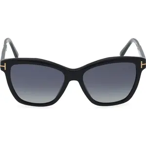 TOM FORD Lucia Square Sunglasses - Shiny Black/polarized Smoke