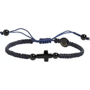 Caputo & Co Tiger's-eye Cross Macrame Bracelet