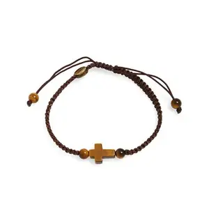 Caputo & Co Tiger's-eye Cross Macrame Bracelet - Tiger Eye
