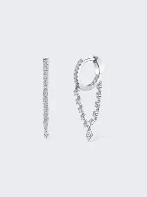 ANITA KO Single Diamond Huggie Earring With Marquise Drop - White Gold