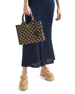 Prada Monolith Crochet Cage Sandals - Neutral