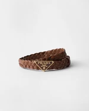 Prada Nappa Leather Braided Belt - Cognac