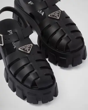 Prada Rubber Monolith Sandals - Black