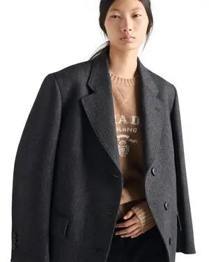 Prada Cashmere And Wool Logo Crew-neck Sweater - Brown