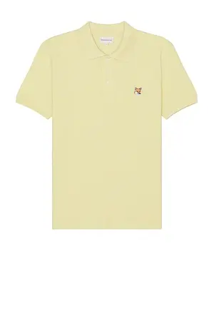 Maison Kitsuné Maison Kitsune Fox Head Patch Regular Polo In White Chalk Yellow