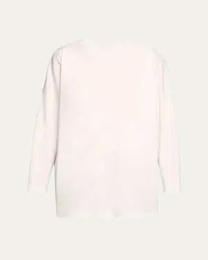 Eskandar Round Neck Long Sleeve T-shirt - White