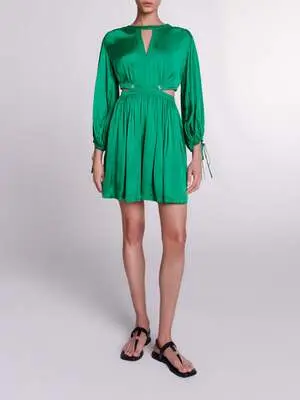 Maje Viscose Short Satin-look Dress - Green