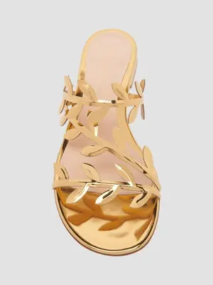GIANVITO ROSSI Flavia Metallic Leather Flat Sandals - Mekong