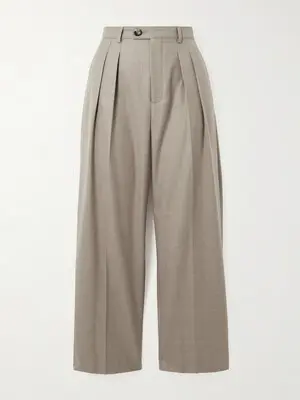 Loro Piana Pleated Wide-leg Wool Pants - Gray