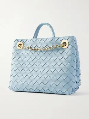 Bottega Veneta Andiamo Small Intrecciato Leather Shoulder Bag With Chain