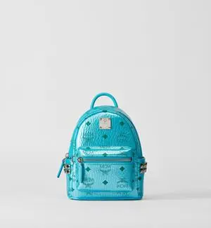Mcm Stark Bebe Boo Side Studs Backpack - Blue Ceramic