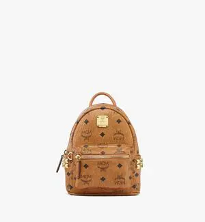 Mcm Stark Bebe Boo Side Studs Visetos Backpack Cognac