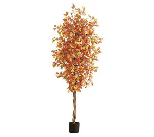 NEARLY NATURAL 7-ft Autumn Ficus Artificial Fall Tree - One-color