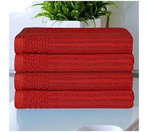SUPERIOR Ribbed Textured Cotton 4-piece Bath To Wel Set - One-color