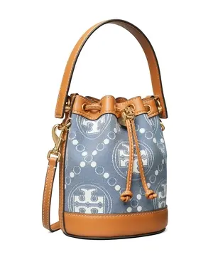 Tory Burch T Monogram Mini Denim Bucket Bag - Multi/gold
