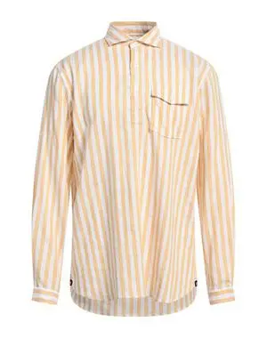 LARDINI Man Shirt Brown Size S Linen Yellow