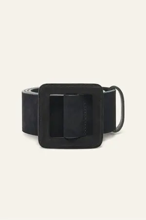 Ba&sh Betty Suede Belt With Square Buckle - Black
