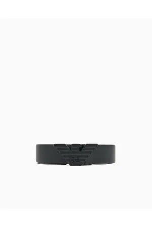 Emporio Armani Leather Belt With Eagle Buckle - Black