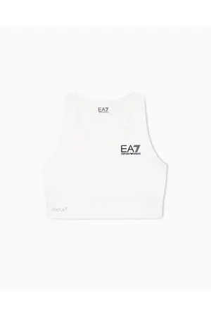 EA7 Tennis Pro Sports Bra In Ventus7 Technical Fabric - White