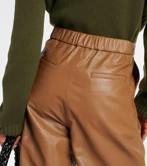 YVES SALOMON High-rise Leather Wide-leg Pants