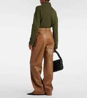 YVES SALOMON High-rise Leather Wide-leg Pants