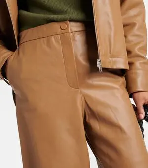 YVES SALOMON High-rise Leather Wide-leg Pants