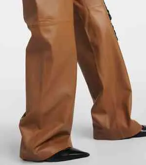 YVES SALOMON High-rise Leather Wide-leg Pants
